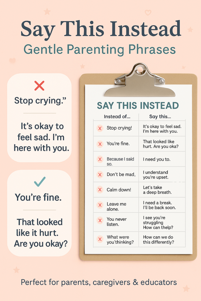 What to Say Instead Printout - The ABA Parent Page